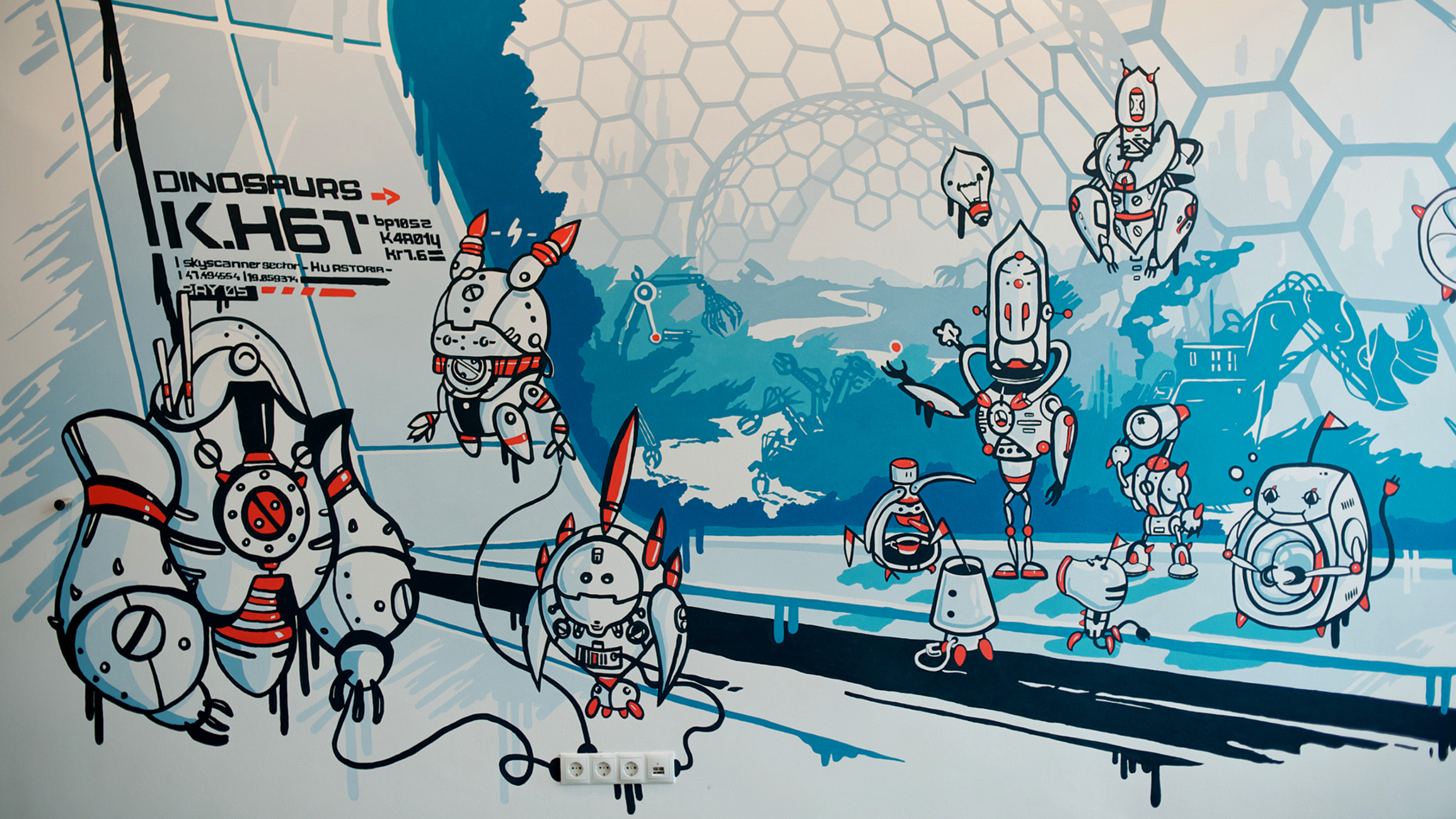 Office murals | Skyscanner Robot Zoo | noppa